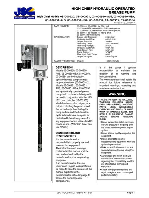 Dokumen Tips High Chief Hydraulic Operated Grease Pump Jsg Industrial Jsg Industrial Systems