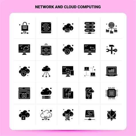 Solid 25 Network And Cloud Computing Icon Set Vector Glyph Style Design Black Icons Set Web And