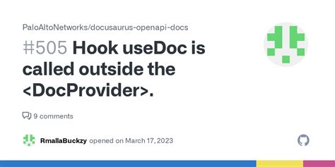 Hook Usedoc Is Called Outside The · Issue 505 · Paloaltonetworksdocusaurus Openapi Docs · Github