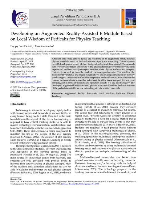 pdf developing an augmented reality assisted e module based on local wisdom of pedicabs for