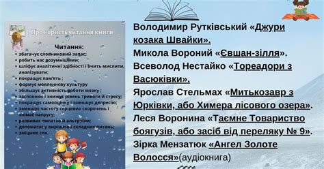 Список літератури для читання влітку для майбутніх 6 класників Інтерактивні матеріали