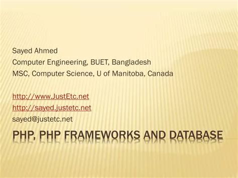 PPT PHP PHP Frameworks And Database PowerPoint Presentation Free Download ID