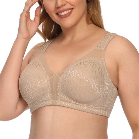 Exerin Womens Plus Size Comfort Full Coverage Double Support Unpadded