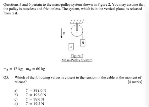Solved Questions 5 And 6 Pertain To The Mass Pulley System Chegg Com