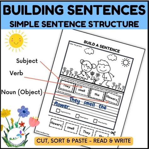 Building Simple Sentences Subject Verb Object Sentence Structure Worksheets