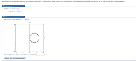 Solved Tutorial Exercise Find The Area Of The Region