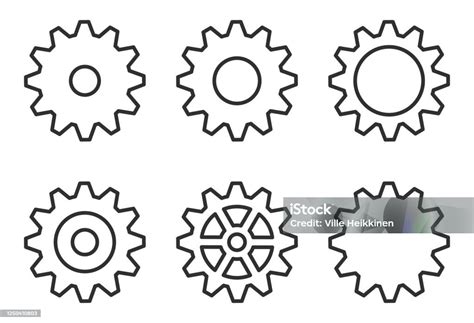 기어 아이콘 실루엣 기호 세트 벡터 일러스트 이미지입니다 그런지 변속기 톱니바퀴와 기어 로고 사인 흰색 배경에 격리 개념에 대한 스톡 벡터 아트 및 기타 이미지 Istock