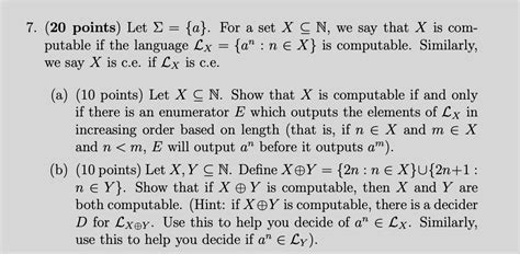Solved Points Let A For A Set X C N We Say Chegg Com
