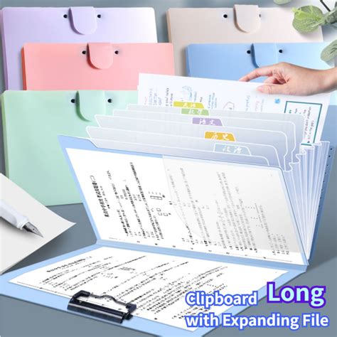 2in1 Expanding File Folder With Clipboard Long Document Organizers 8 Pockets Paper Storage 25