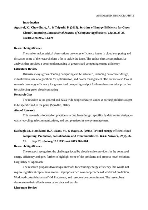 Annotated Bibliography On Energy Efficiency In Cloud Computing
