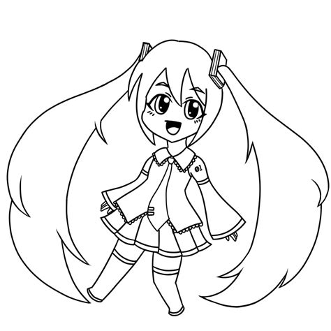 Miku Hatsune Chibi Lineart Miku Hatsune Chibi Lineart
