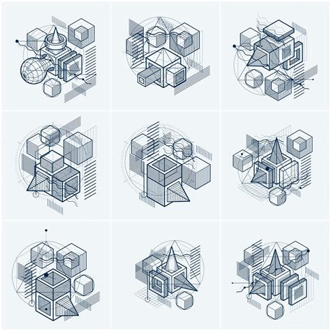 Premium Vector Lines And Shapes Abstract Vector Isometric 3d