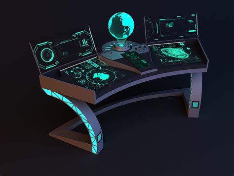Sci Fi Glow Control Table Desk 3d Model By Malibusan