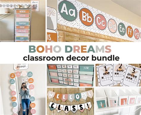 Boho Classroom Decor Bundle Neutral Theme Plant Editable