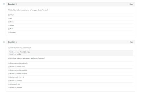 Solved Question Pts Consider The Following Code Snippet Chegg