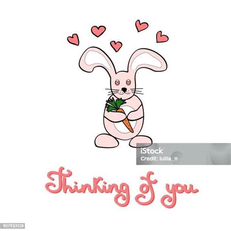 귀여운 만화 토끼 손 마음 및 견적 배경에 글자에 당근을 보유 하고있다 화이트 발렌타인 데이 인사말 카드 귀 부분에 대한 스톡