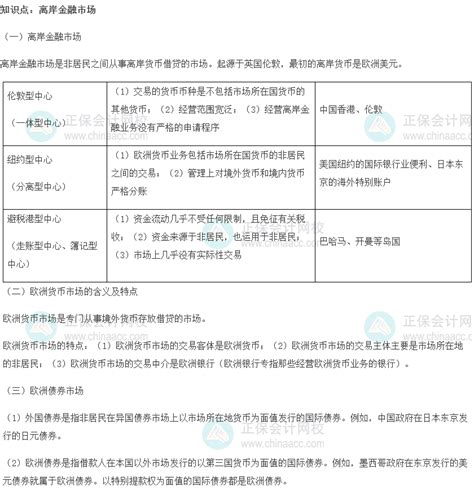 2022中级经济师《金融》高频考点：离岸金融市场中级经济师 正保会计网校