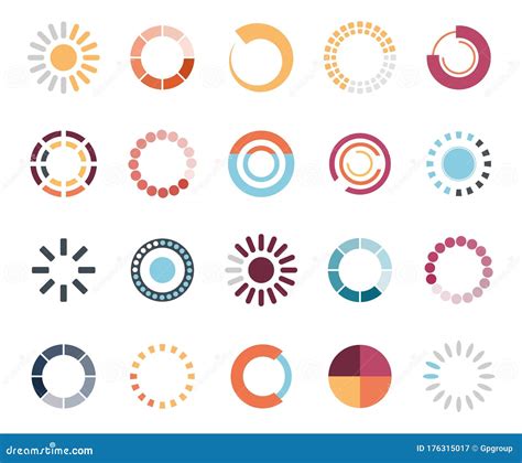Loading Circles Flat Style Icon Set Vector Design Stock Vector Illustration Of Rounds