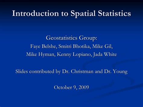 Ppt Introduction To Spatial Statistics Powerpoint Presentation Free