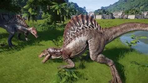 Jurassic World Evolution Spinosaurus Vs Spinosaurus Fighting Youtube