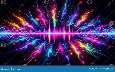 Neon Sound Waves Transform Silence Into A Visual Symphony Neon Hued Sound Waves Pulsating With