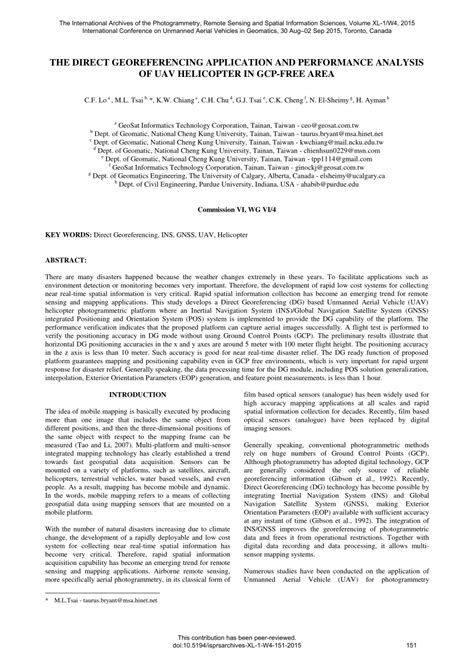 Pdf The Direct Georeferencing Application And Performance Analysis Of Uav Helicopter In Gcp