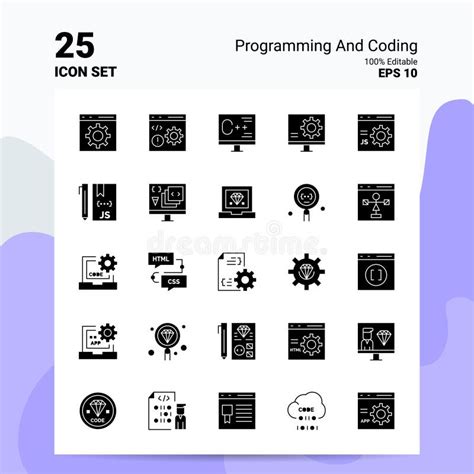 25 Programming And Coding Icon Set 100 Editable Eps 10 Files Stock