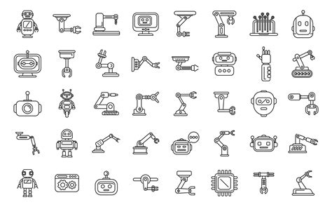 Robotics Icons Set Outline Vector Smart Tech 23597293 Vector Art At Vecteezy