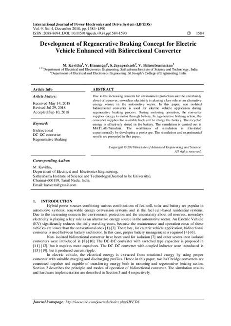 Pdf Development Of Regenerative Braking Concept For Electric Vehicle Enhanced With