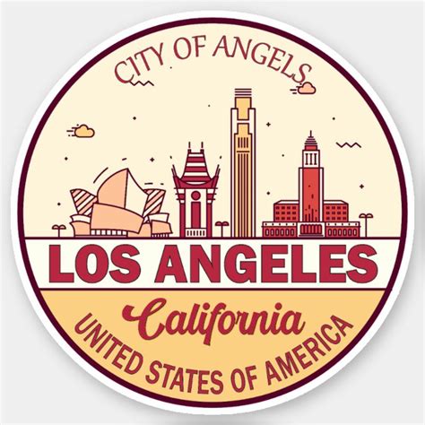 Los Angeles California City Skyline Emblem Artofit