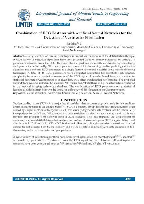 Pdf Combination Of Ecg Features With Artificial Neural Networks For … · 2017 4 7
