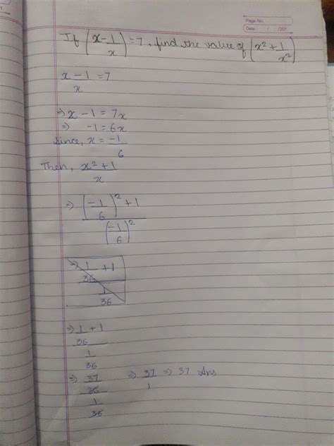 If X 1 X 7 Then Find The Value Of X2 1 X2 Brainly In