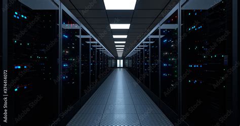 Foto De Server Room Data Center Hosting Services Dark Server Room Big Data Storage Cloud