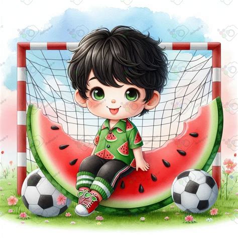 بک گراند کودکانه پسر بچه با نمک نشسته روی قاچ هندونه توی دروازه کد