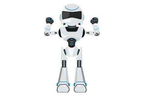 Business Design Drawing Robot Stands In Strong Pose Robot With