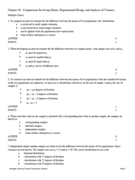 Chapter 10 Comparisons Involving Means Experimental Design And Analysis Of Variance Pdf