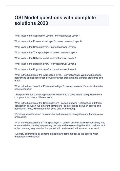 Osi Model Questions With Complete Solutions 2023 Osi Stuvia Us