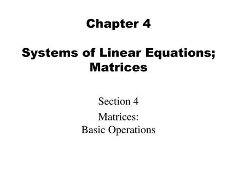 Ppt Chapter 4 Systems Of Linear Equations Matrices Powerpoint