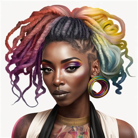 Digital Art Ai Black Girl Afro Locs Dreads And Hoop Etsy