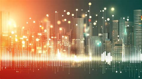 Vibrant Cityscape At Night With Digital Network Connections And Data Flow Visualization Stock