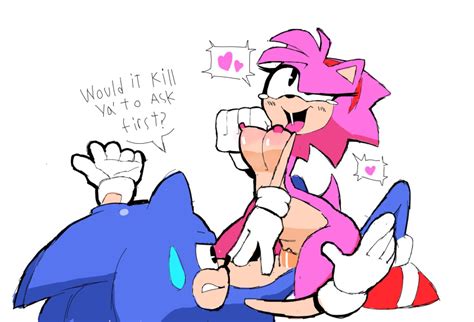 Rule 34 1boy 1girls Amy Rose Anthro Assertive Female Bouncing Breasts Classic Amy Rose Classic