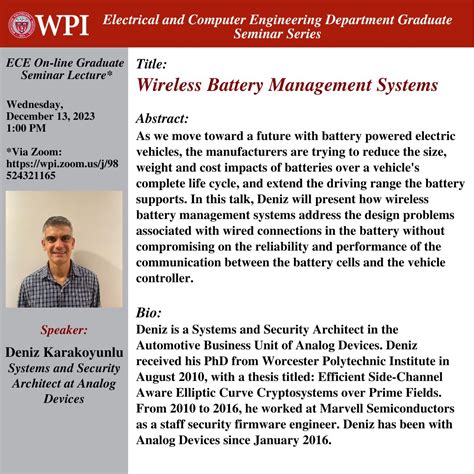 Wpi Electrical And Computer Engineering On Linkedin Just A Reminder On Wednesday December 13