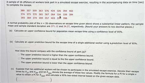 Solved A Sample Of 26 Offshore Oil Workers Took Part In A Chegg Com