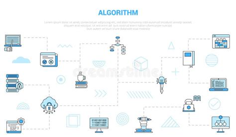Algorithm Concept With Icon Set Template Banner With Modern Blue Color