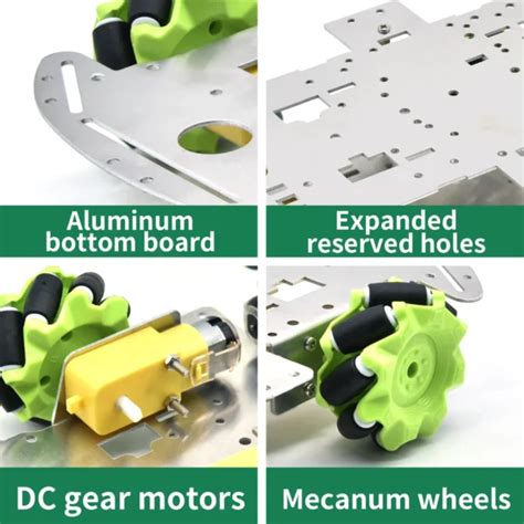 Châssis De Voiture 4wd Mecanum Pour Arduino Robotisâmes Châssis De Voiture 4wd Mecanum Pour Arduino Robotisâmes