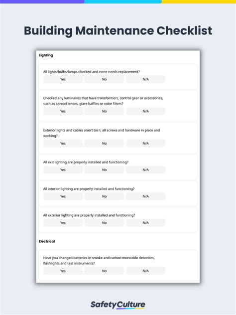 Preventive Maintenance Checklist Template Excel