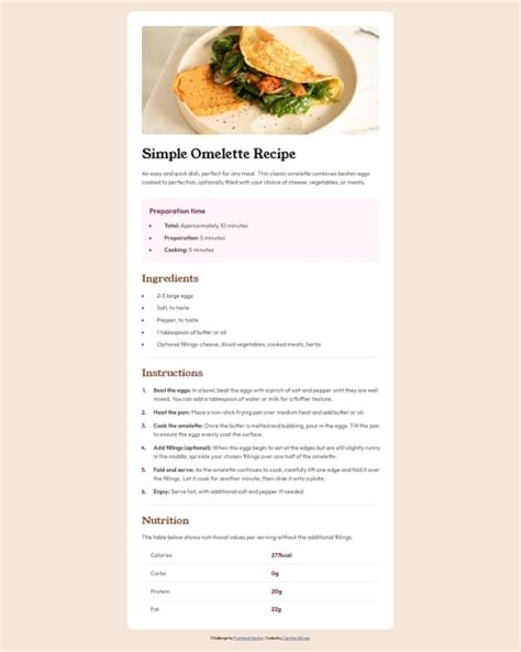 Frontend Mentor Responsive Recipe Page Using Flexbox Coding Challenge