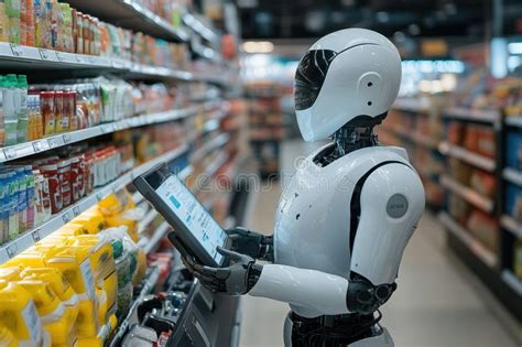 Smart Cashier Uses Ai Technology In Supermarket Checkout Process During Busy Shopping Hours