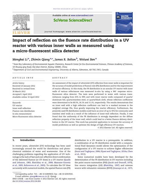 Pdf Impact Of Reflection On The Fluence Rate Distribution In A Uv
