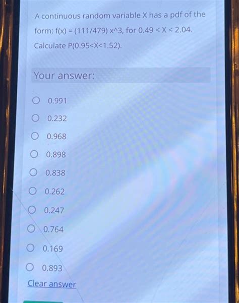 Solved A Continuous Random Variable X Has A Pdf Of The Form